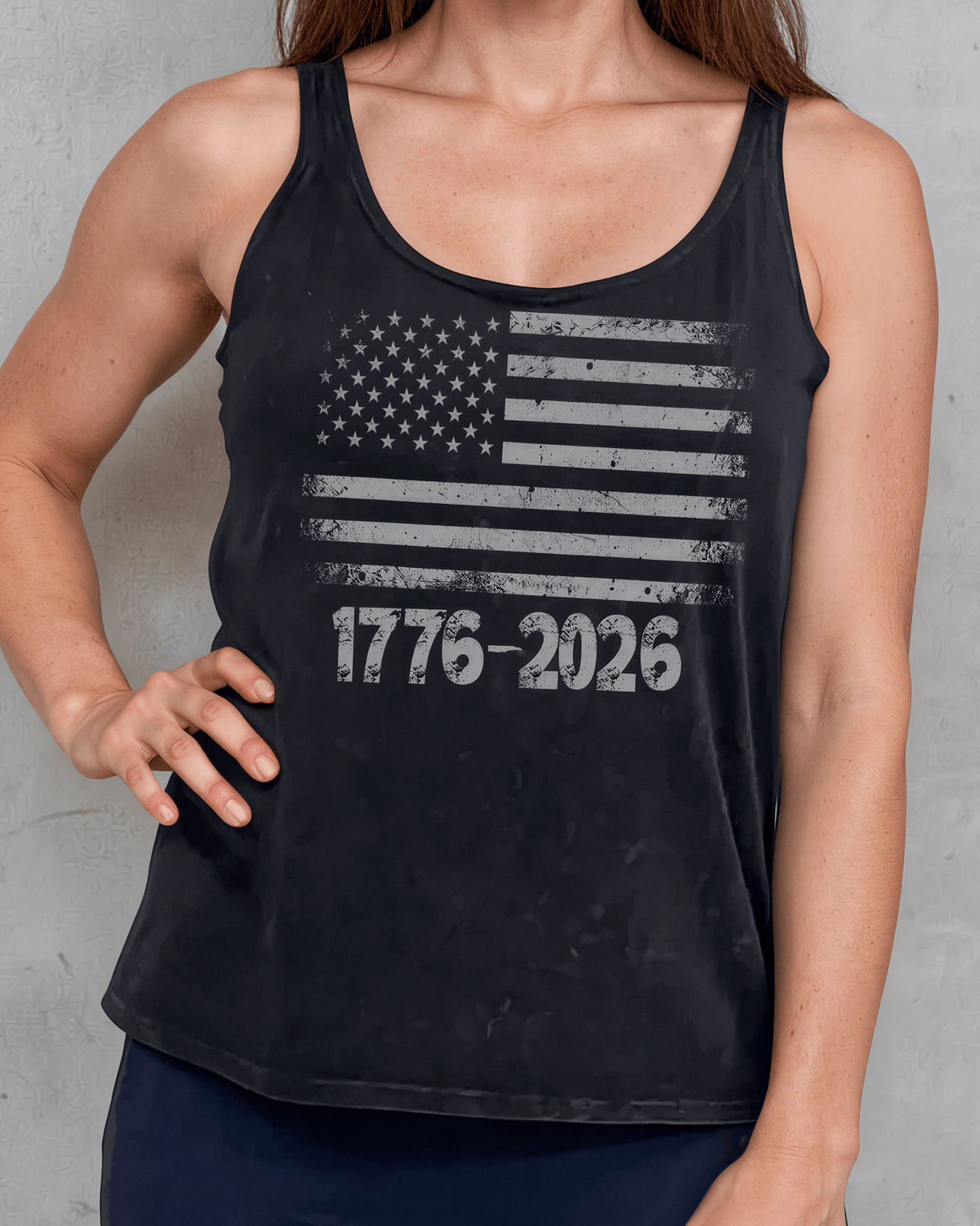 1776-2026 Distressed American Flag Graphic Tank Top – Mammoth Nation