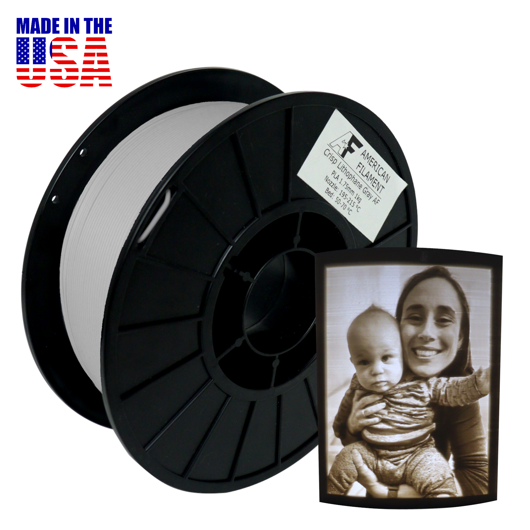 Crisp Lithophane Gray AF 1.75mm PLA Filament - created by Lithophane M ...